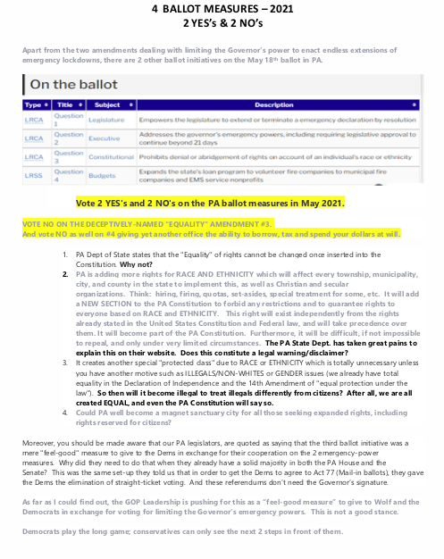 Ballot Measures 2Y 2N On May 18 -- BillLawrenceOnline.com